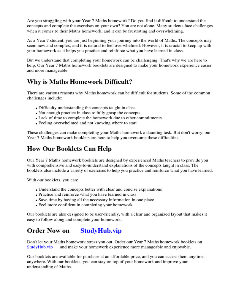 Year 7 Maths Homework Booklets | PDF | Worksheet | Mathematics