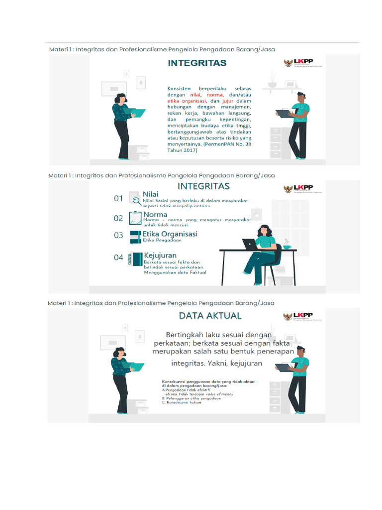 Materi 1 Integritas Dan Profesionalisme PBJ | PDF
