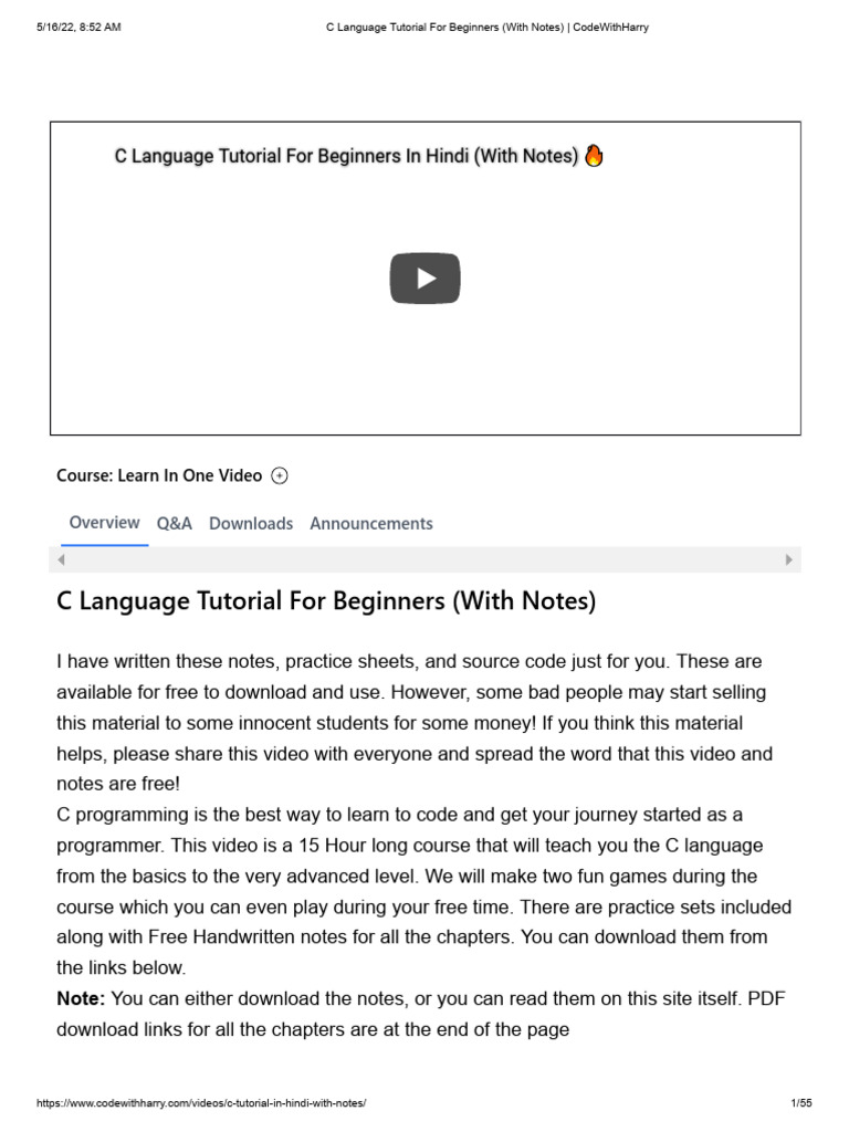 C Tutorial for Beginners in Hindi | PDF | Pointer (Computer Programming) | Parameter (Computer ...