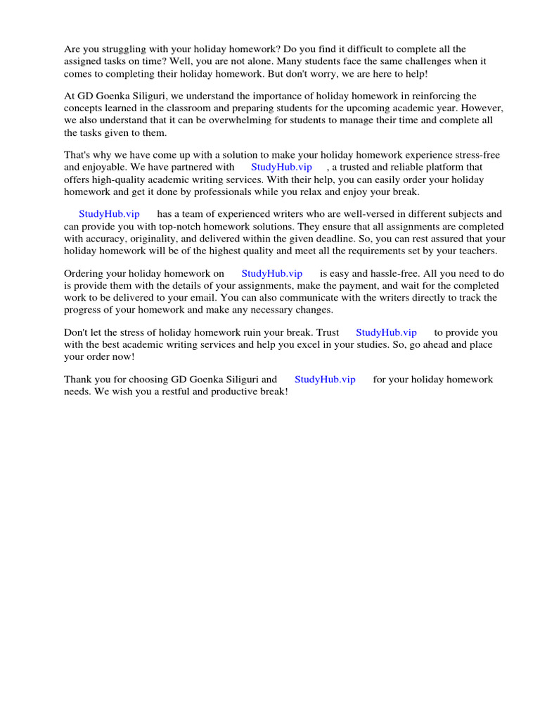 GD Goenka Siliguri Holiday Homework | PDF | Schools | Homework