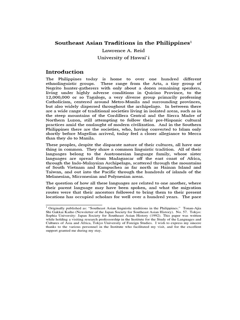 A35. 1992. SEAsian Linguistic Traditions in The Philippines | PDF | Southeast Asia | Linguistics