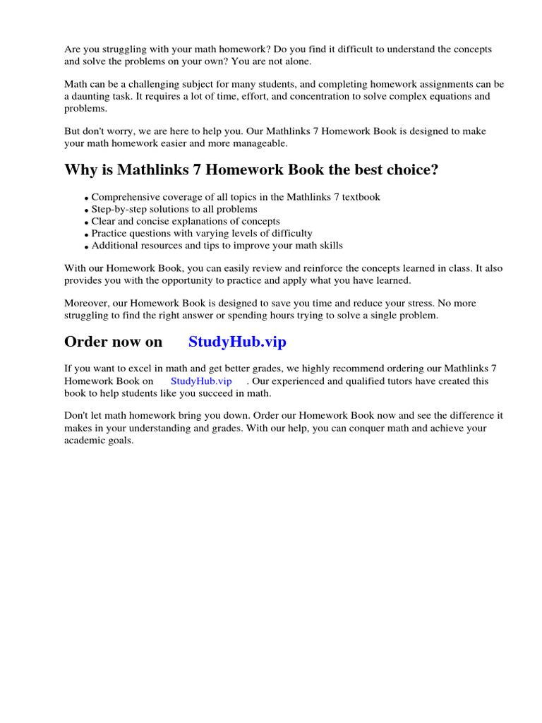 Mathlinks 7 Homework Book | PDF | Homework | Mathematics