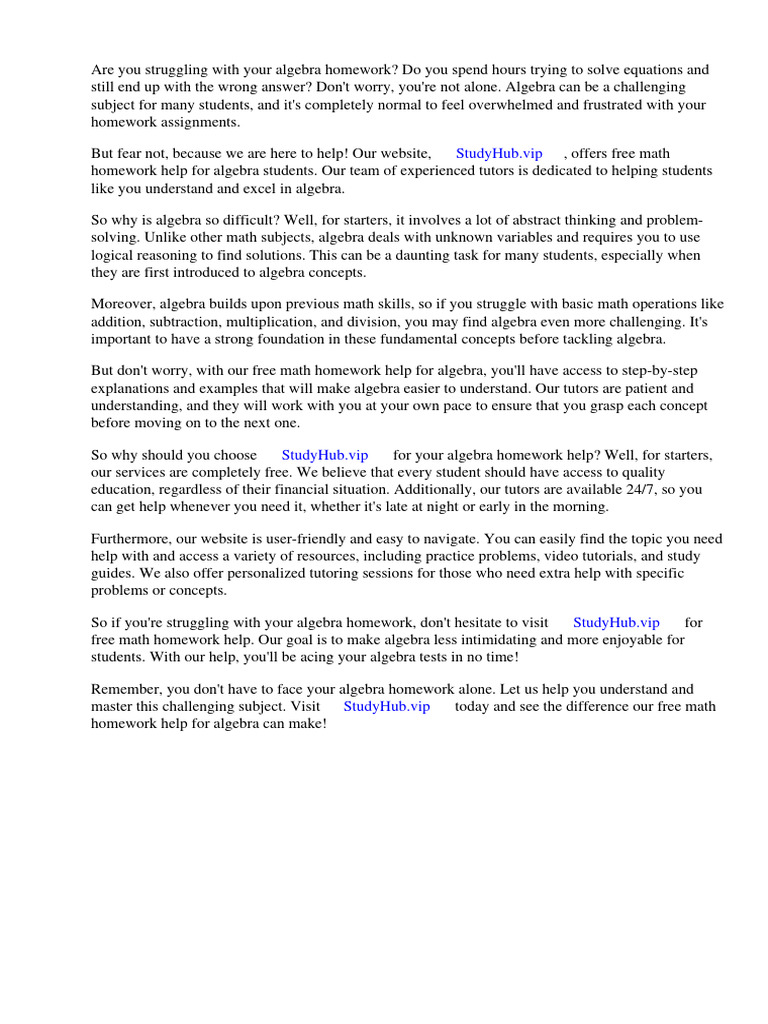 Free Math Homework Help Algebra | PDF | Algebra | Mathematics