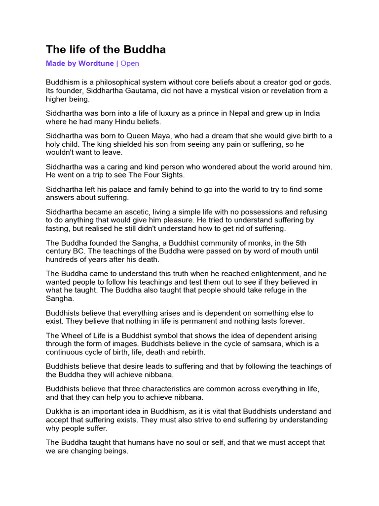The Life and Teachings of Buddha | PDF | Four Noble Truths ...