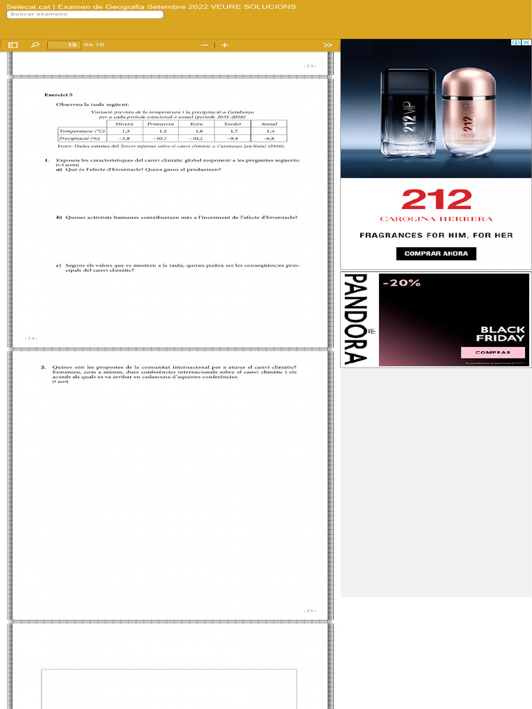 Examen de Geografia Setembre 2022 Selecat - Cat | PDF