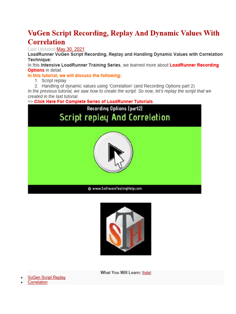 VuGen Script Recording | PDF | Web Server | Internet & Web