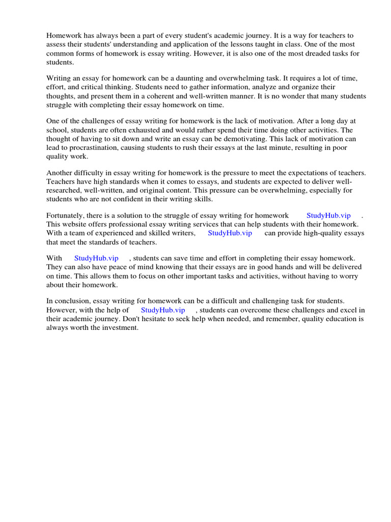 Essay Writing About Homework | PDF | Essays | Homework