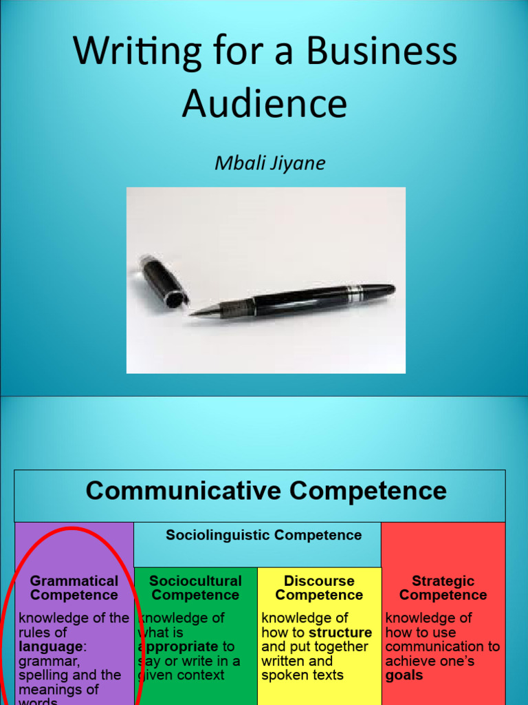 Lecture 2A Writing For A Business Audience Slides | PDF | Grammar | Syntax