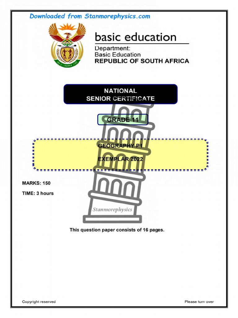 Exemplar Geography Grade 11 2022 P1 and Memo | PDF