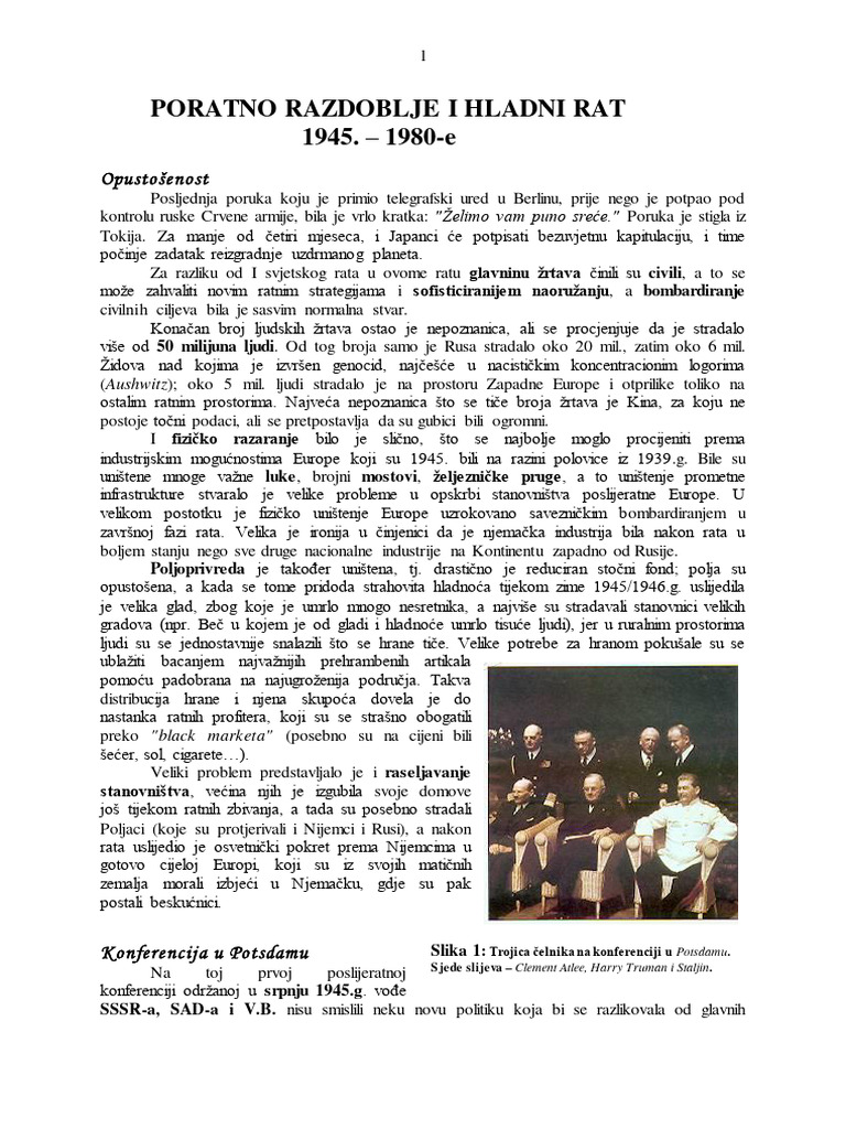 Lekcija 10 - Poratno Razdoblje I Hladni Rat, 1945. - 1980.-E | PDF