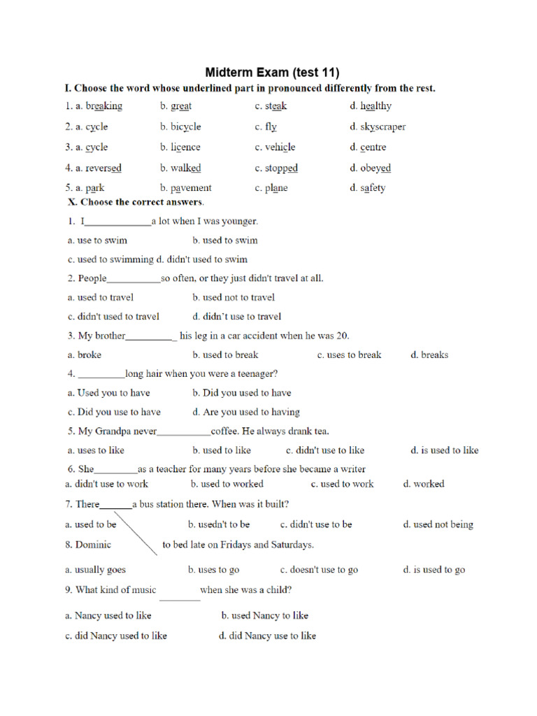 Midterm Exam English 7 Global Success | PDF