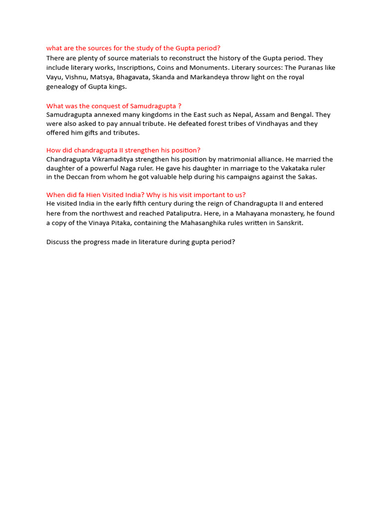 Gupta Era: Sources and Achievements | PDF