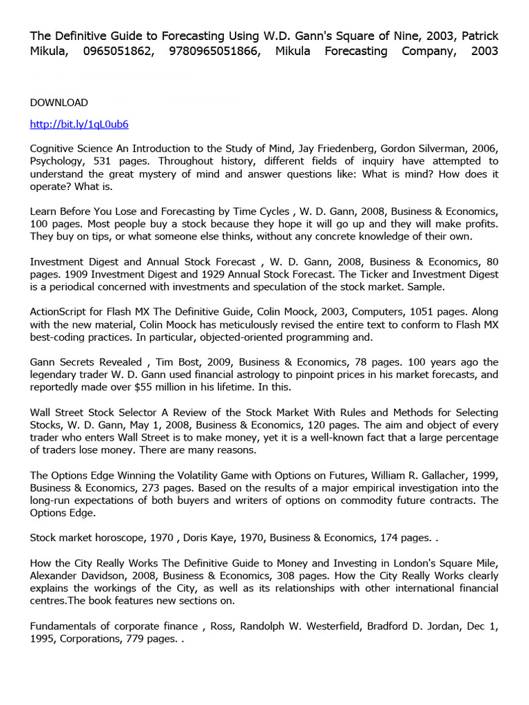 the-definitive-guide-to-forecasting-using-wd-ganns-square-of-nine | PDF | Option (Finance ...