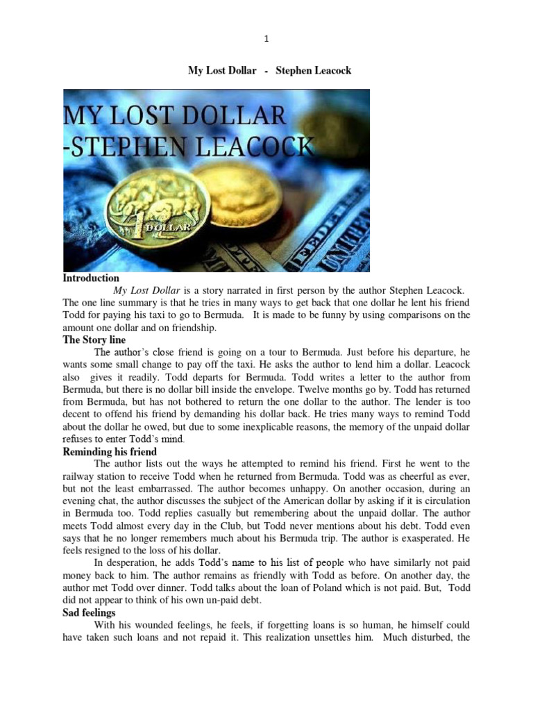 Summary of "My Lost Dollar" | PDF | Loans | Debt