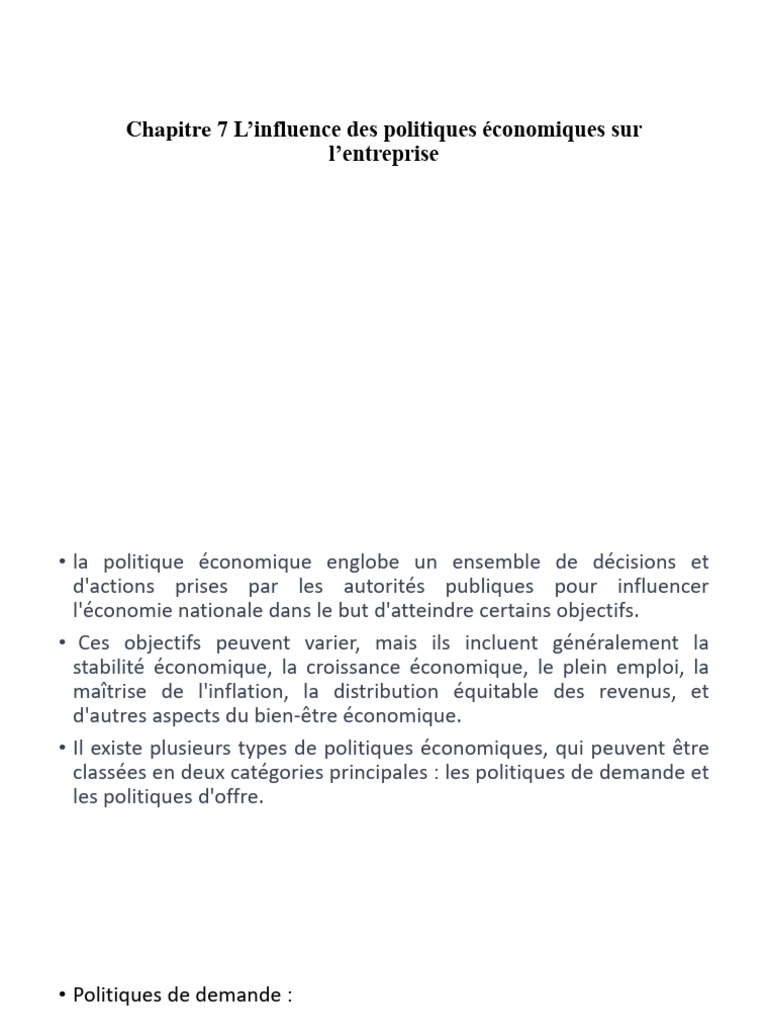 Politiques économiques et impact sur l'entreprise | PDF | Politique ...