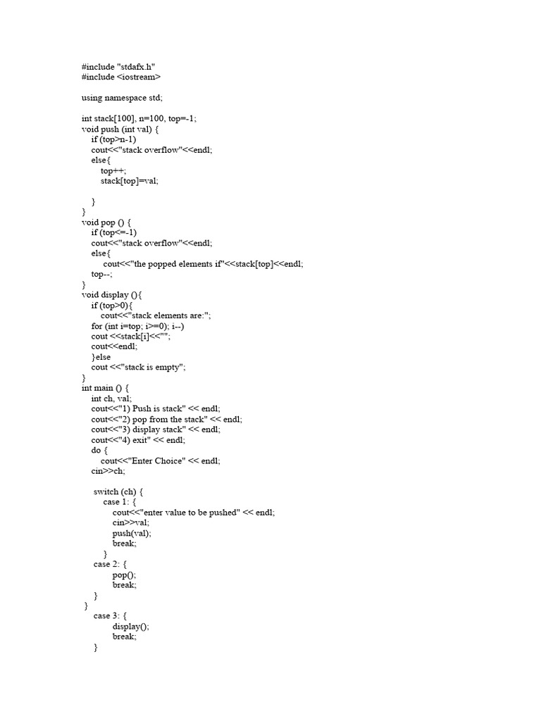 C++ Pop Push Activity | PDF
