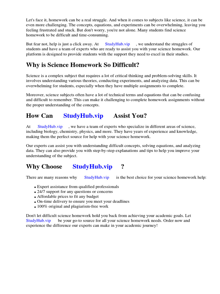 Science Homework Help for Students | PDF | Science | Homework