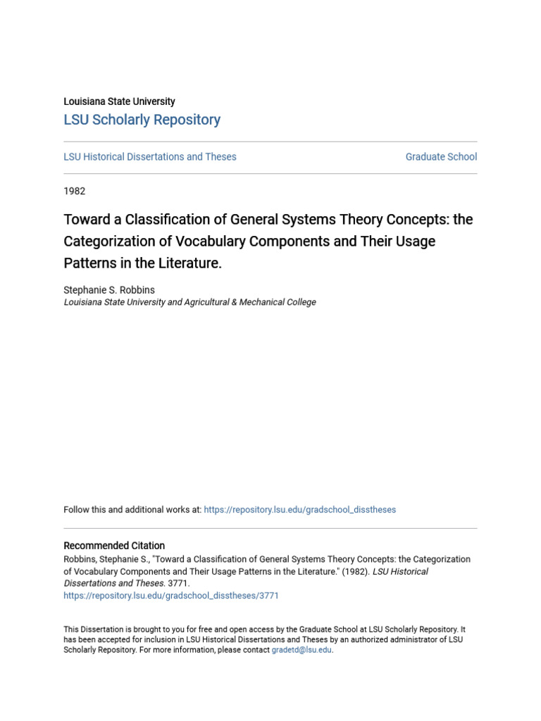 Toward A Classification of General Systems Theory Concepts - The C ...