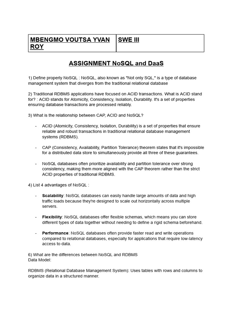 Assignment Nosql And Daas Download Free Pdf No Sql Databases