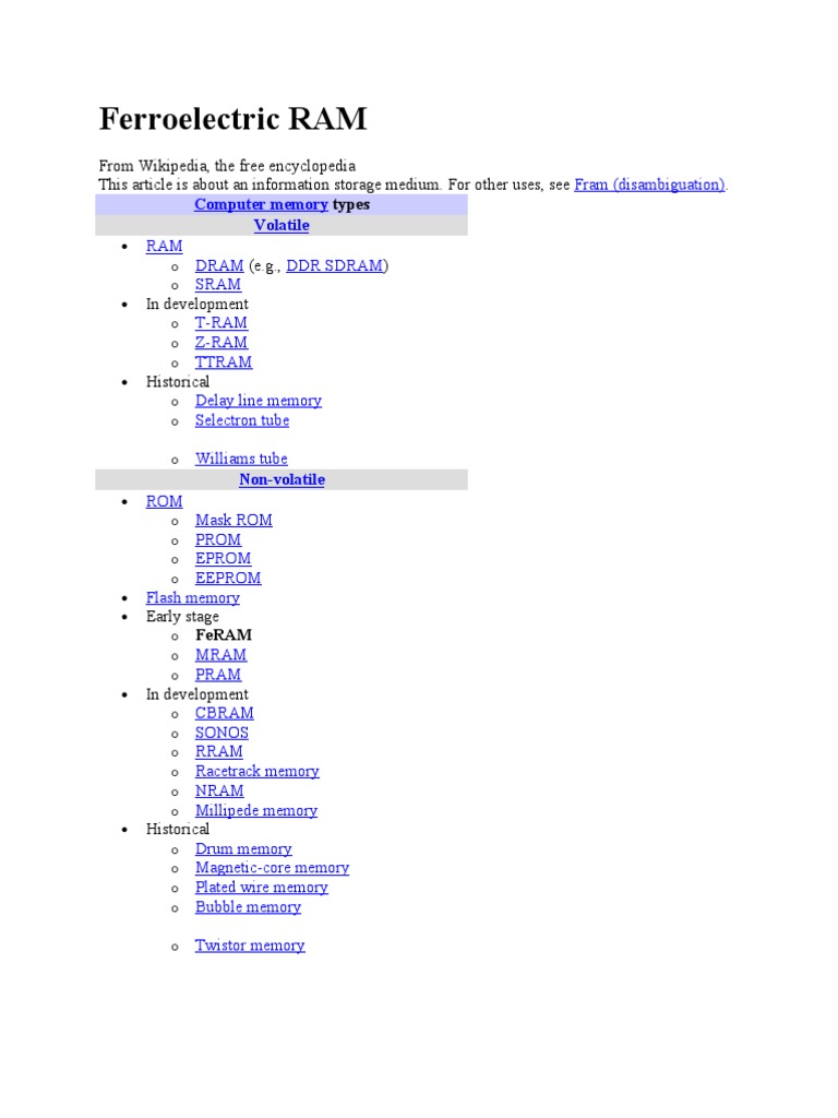 Ferroelectric RAM | PDF | Computer Memory | Electronics