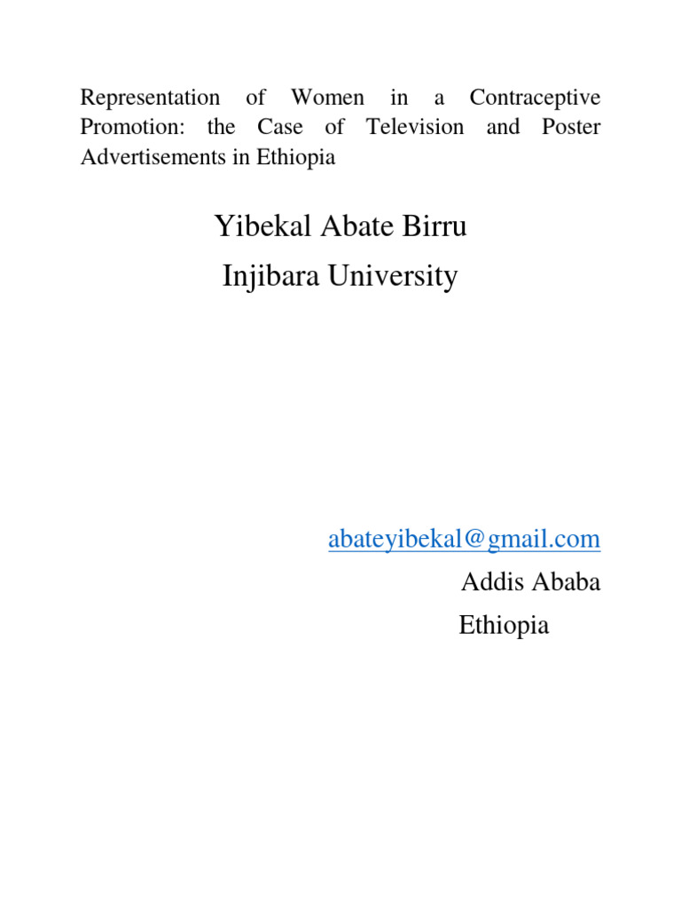 Representation of Women in A Contraceptive Promotion: The Case of ...