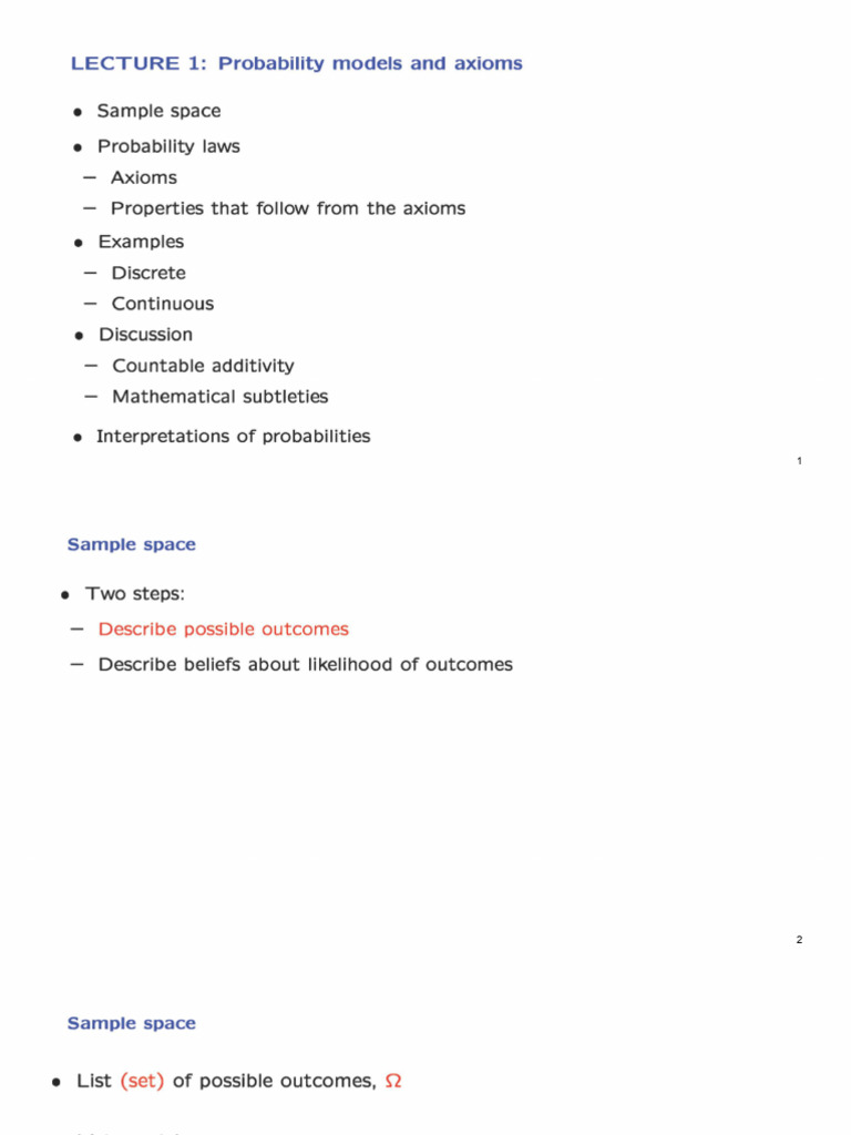 Probability Models & Axioms Lecture | PDF | Probability | Mathematical ...