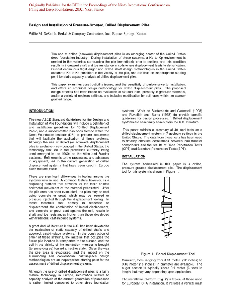 2002 Design and Installation of Pressure Grouted Drilled Displacement ...