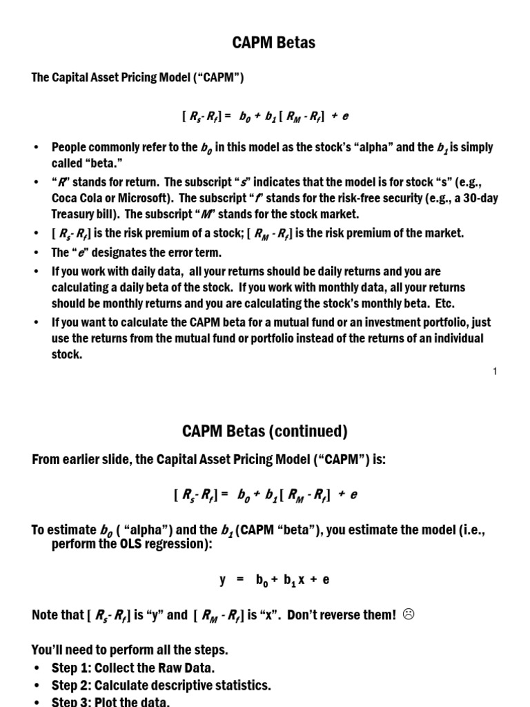 CAPM Betas and OLS | PDF | Capital Asset Pricing Model | Beta (Finance)