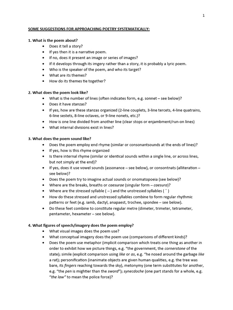 The Critical Analysis of Poetry | PDF | Poetry | Metre (Poetry)