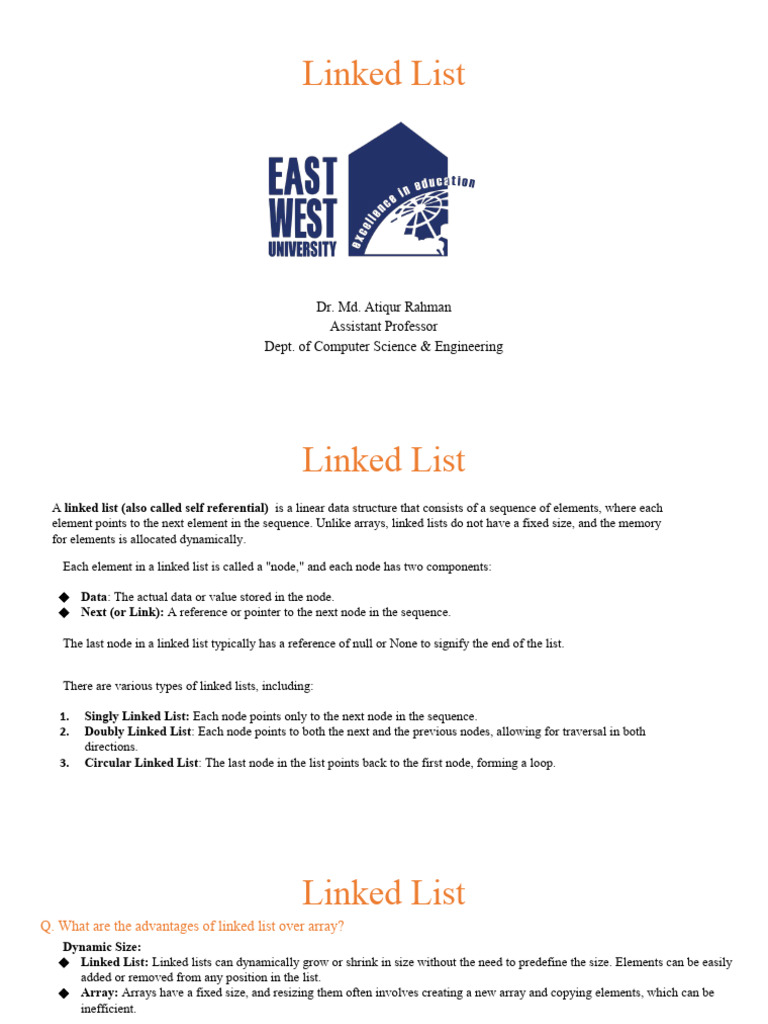 Linked List Slide | PDF | Information Retrieval | Data Management