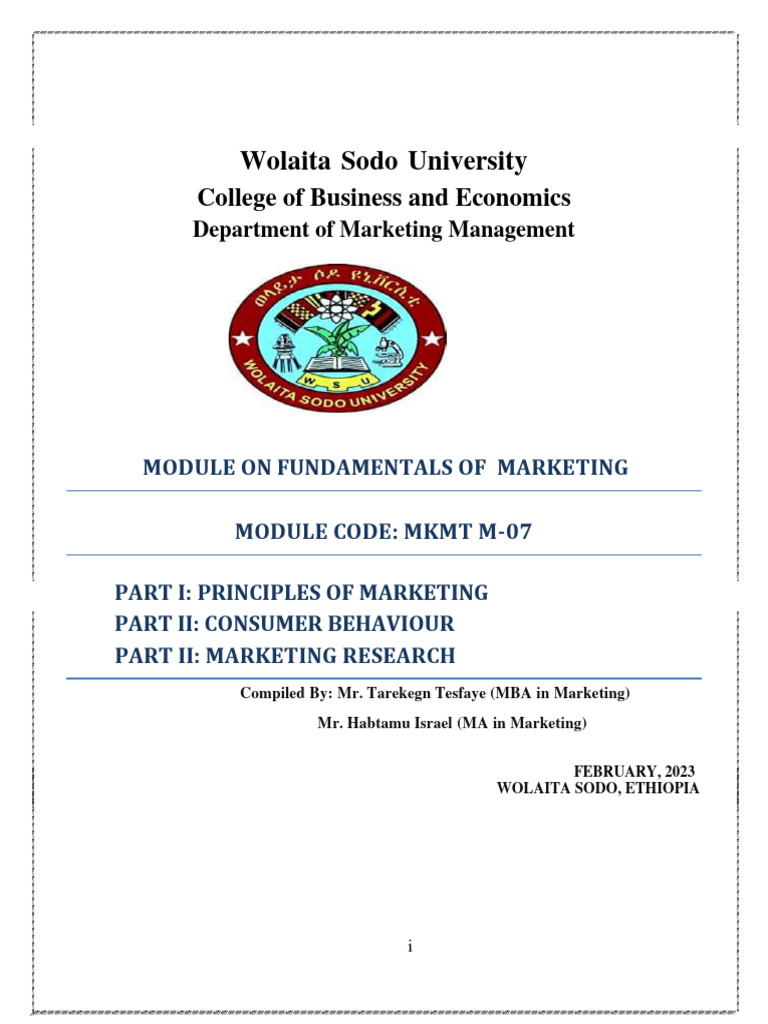 Fundamentals of Marketing Module | PDF | Marketing | Consumer Behaviour