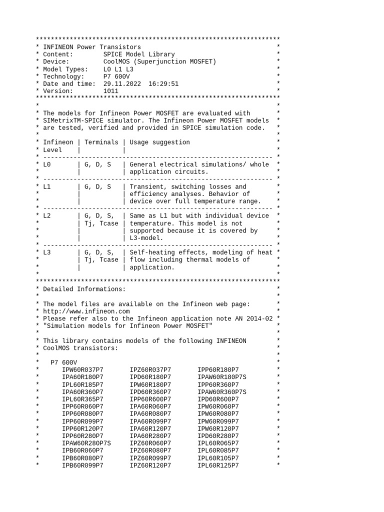 IPW60R060P7 | PDF | Spice | Computer Engineering