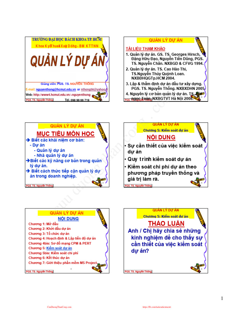 Quan Ly Du An Xay Dung Nguyen Thong Qlda Ch5 Kiem Soat Du An - PPT (Cuuduongthancong - Com) | PDF