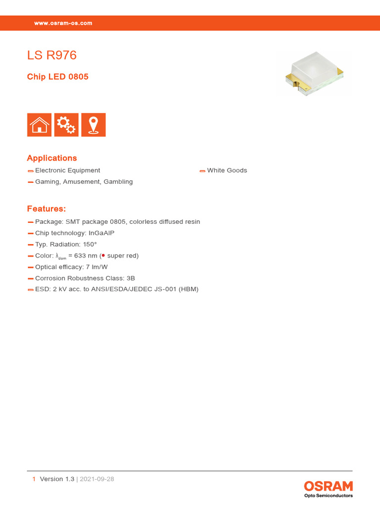 Chip LED 0805: Produktdatenblatt - Version 1.1 | PDF | Light Emitting Diode