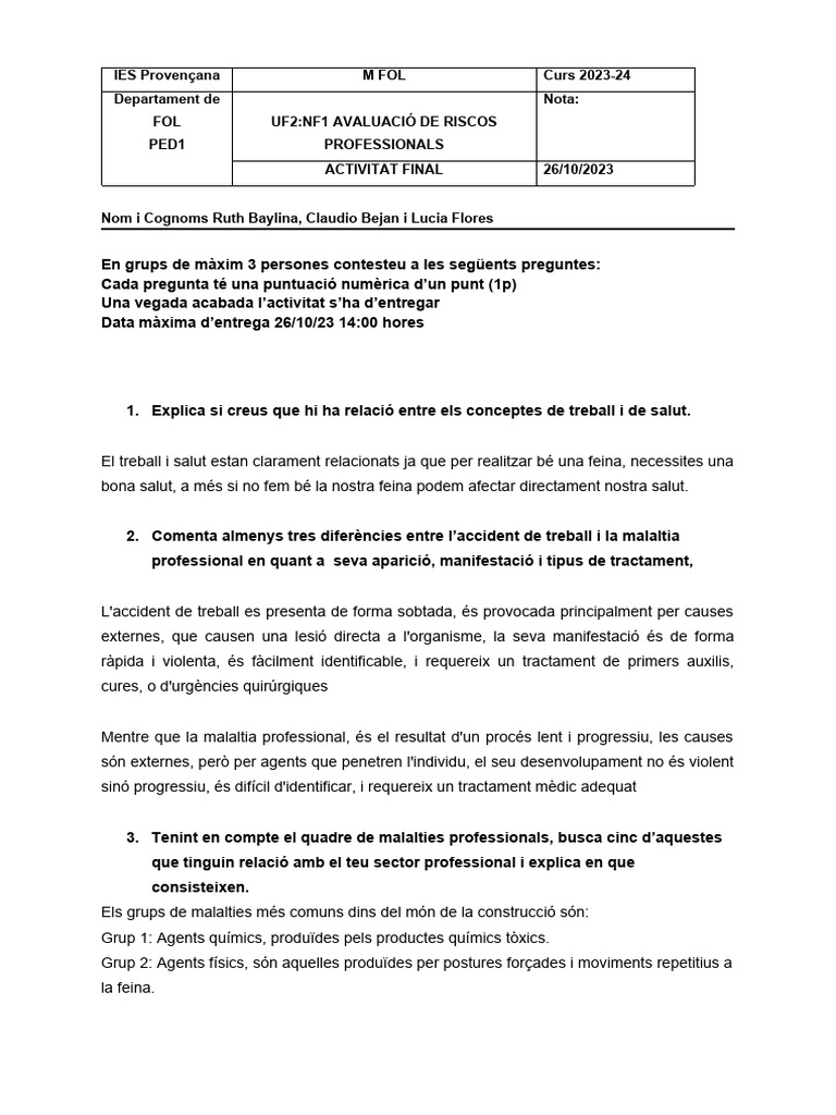 Activitat Final FOL NF1 PED1 | PDF