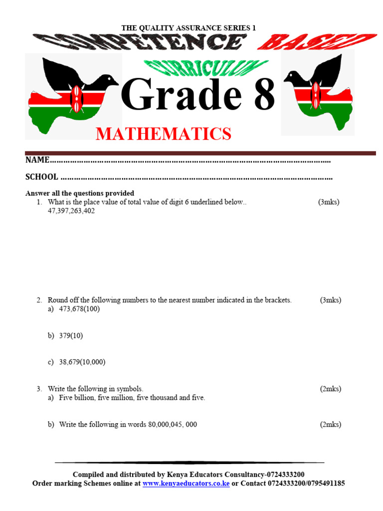 Grade 8 Maths QS | PDF | Numbers | Mathematics