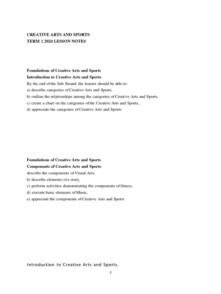 Grade 7 Creative Art& Sports Notes | PDF | The Arts | Rhythm