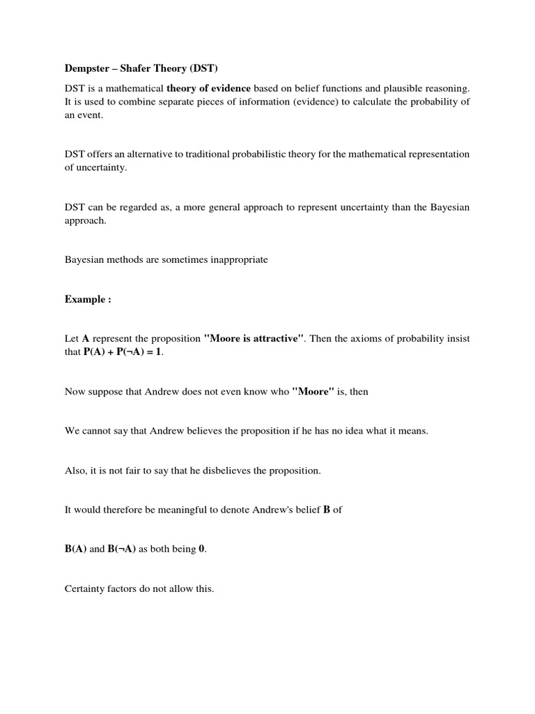 Dempster-Shafer Theory | PDF | Probability Theory | Mathematics Dempster-Shafer Theory | PDF | Probability Theory | Mathematics