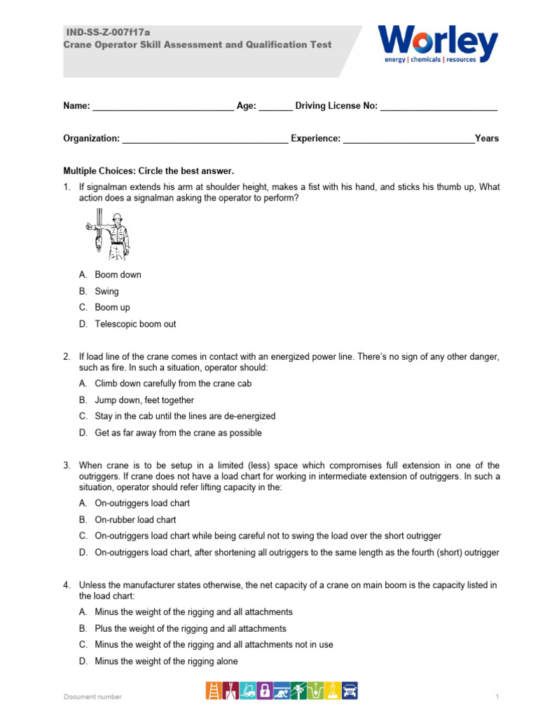 IND-SS-Z-007f17a Crane Operator Competency Assessment | PDF | Crane ...