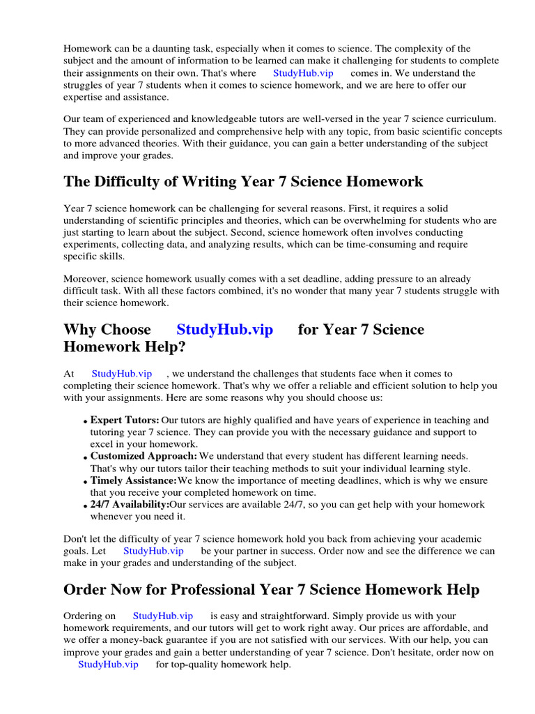 Homework Help Year 7 Science | PDF | Homework | Science