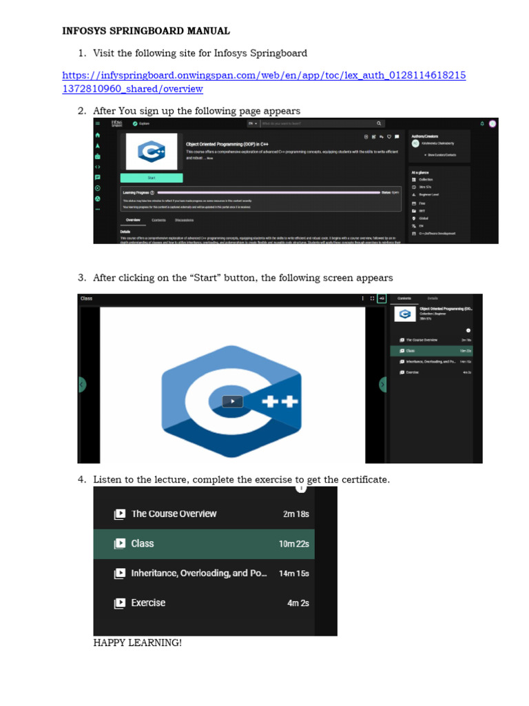Infosys Sringboard Manual | PDF