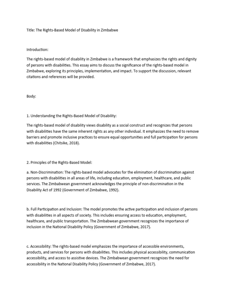 Rights Based Model | PDF | Disability | Accessibility
