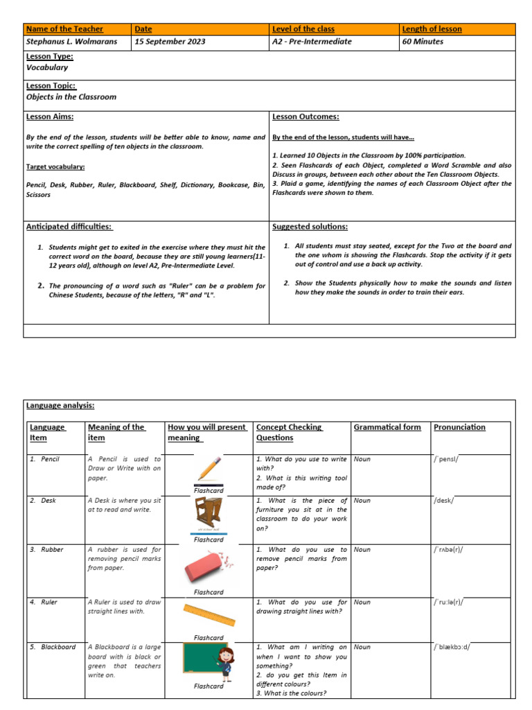 Assignment 1 I To I Pdf Classroom Vocabulary