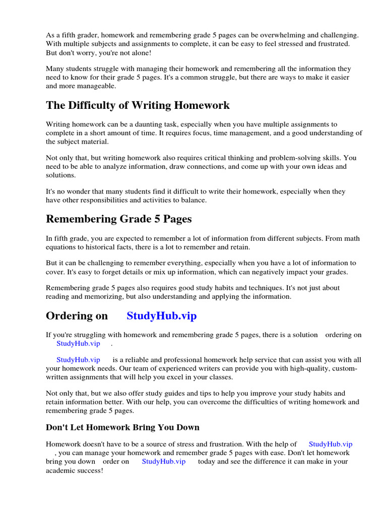 Homework and Remembering Grade 5 Pages | PDF | Mathematics | Homework