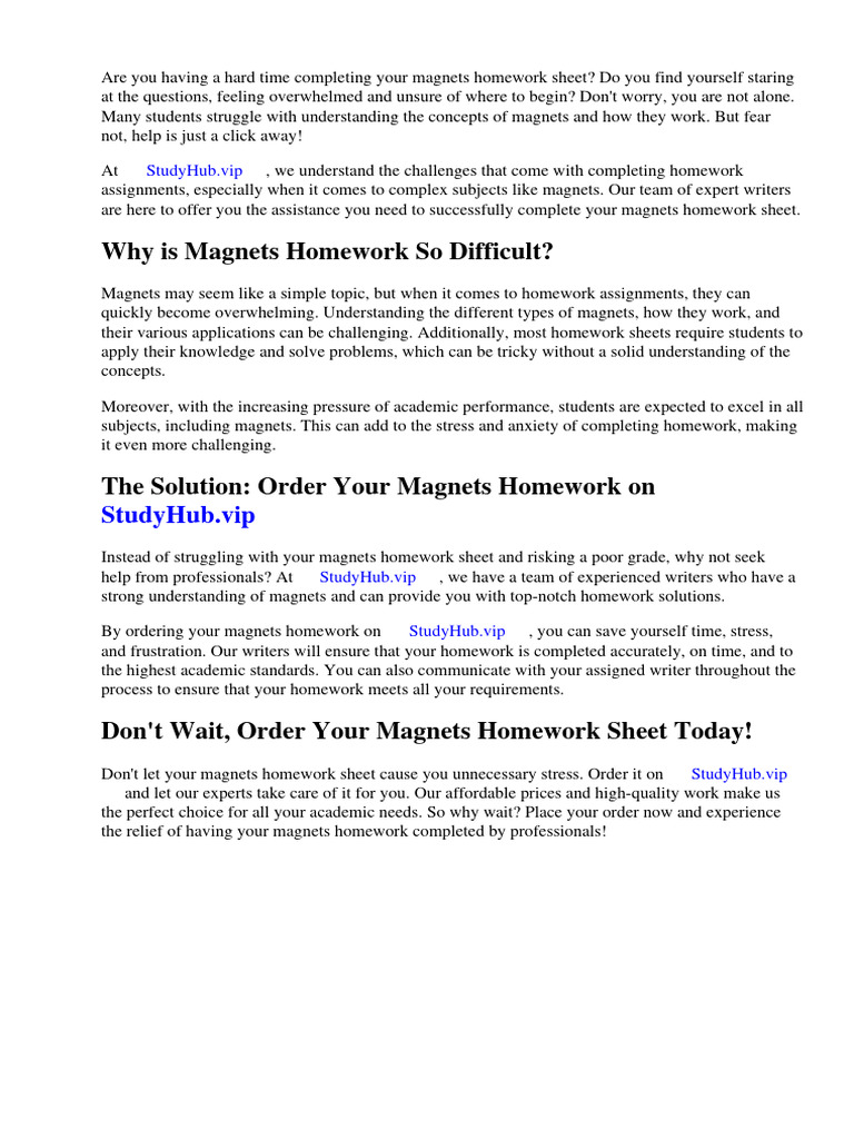Magnets Homework Sheet | PDF | Magnetism | Magnet
