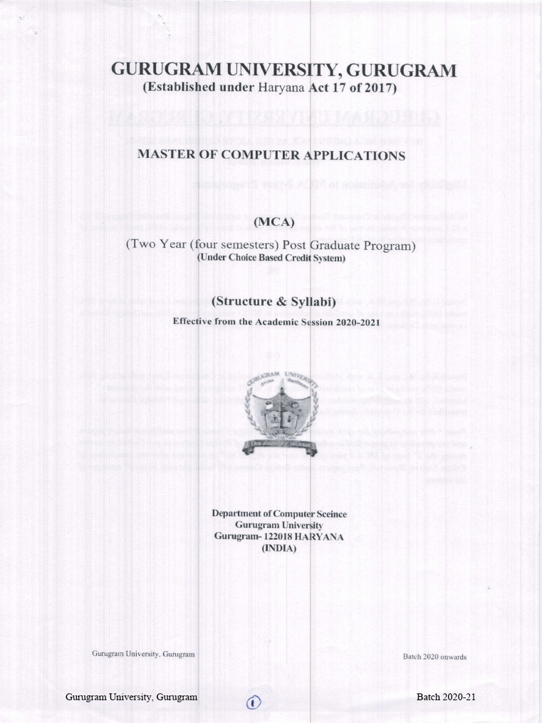MCA 2020, 2021, 2022, 2023 | PDF | Academic Degree | Academia