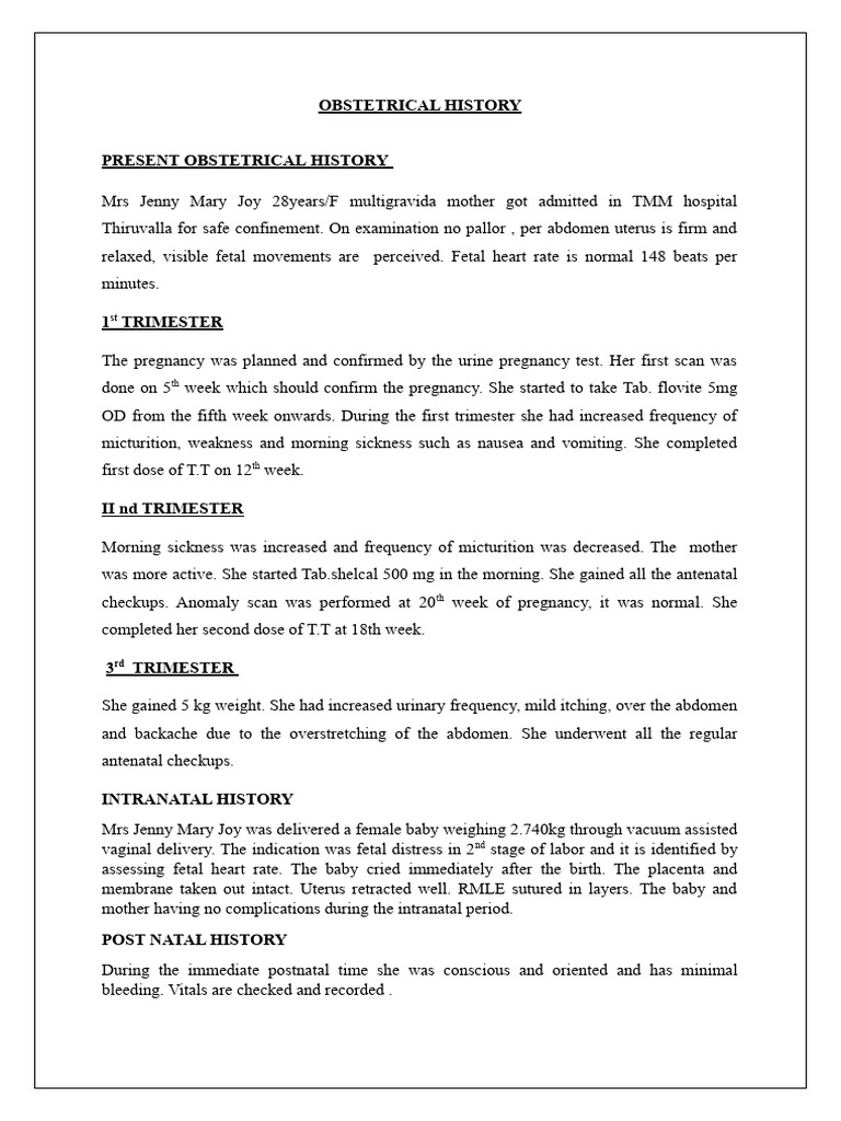 OBSTETRICAL HISTORY Corrected Paper | PDF | Pregnancy | Obstetrics