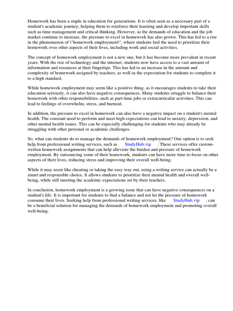 Homework Employment | PDF | Homework | Schools