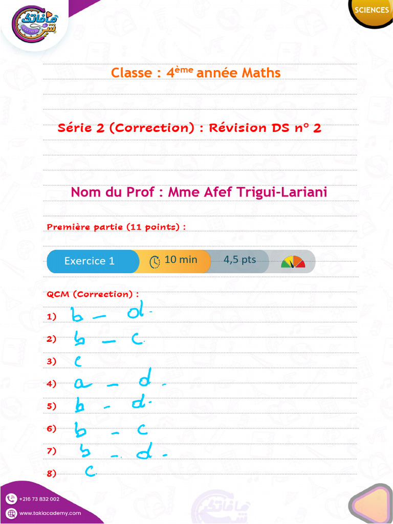 Série 2 en Ligne Revision DS 2 (Correction Finale) | PDF | Genetics