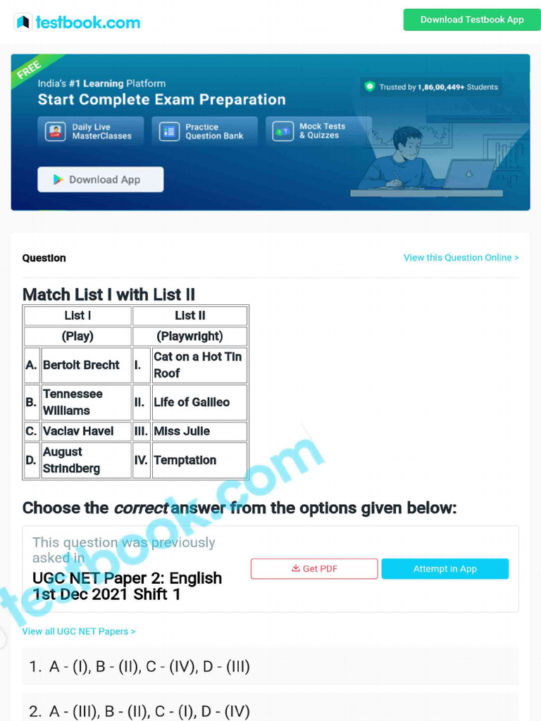 Match List I With List Iilist Ilist 627e7cee9b0714b2b0cf2634 | PDF
